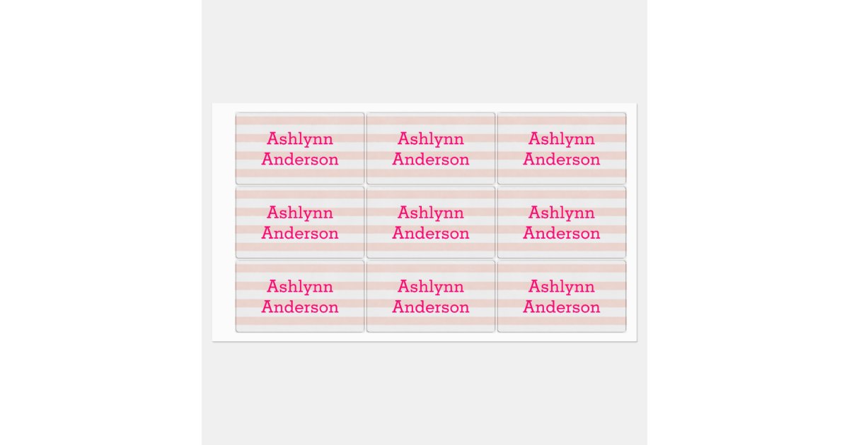 Pink Personalized Name Kids' Labels | Zazzle