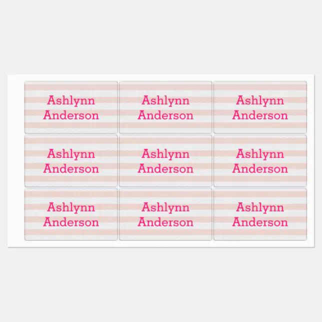 Pink Personalized Name Kids' Labels | Zazzle