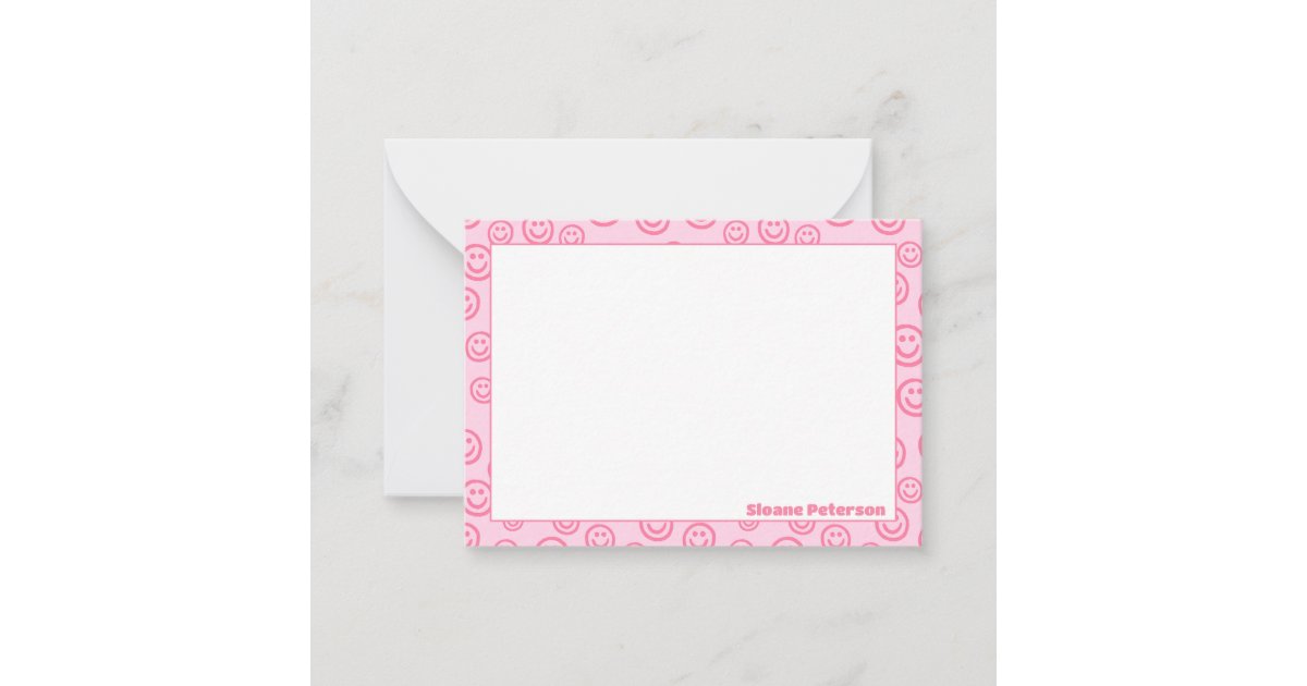 Pink Personalized Preppy Note Cards | Zazzle