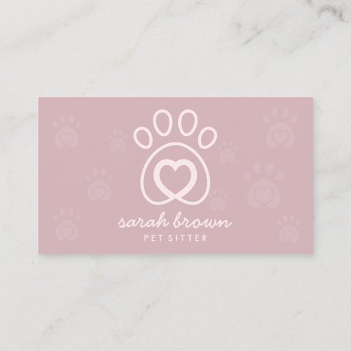 Pink Pet Paws Dog Cat Logo Business Card | Zazzle
