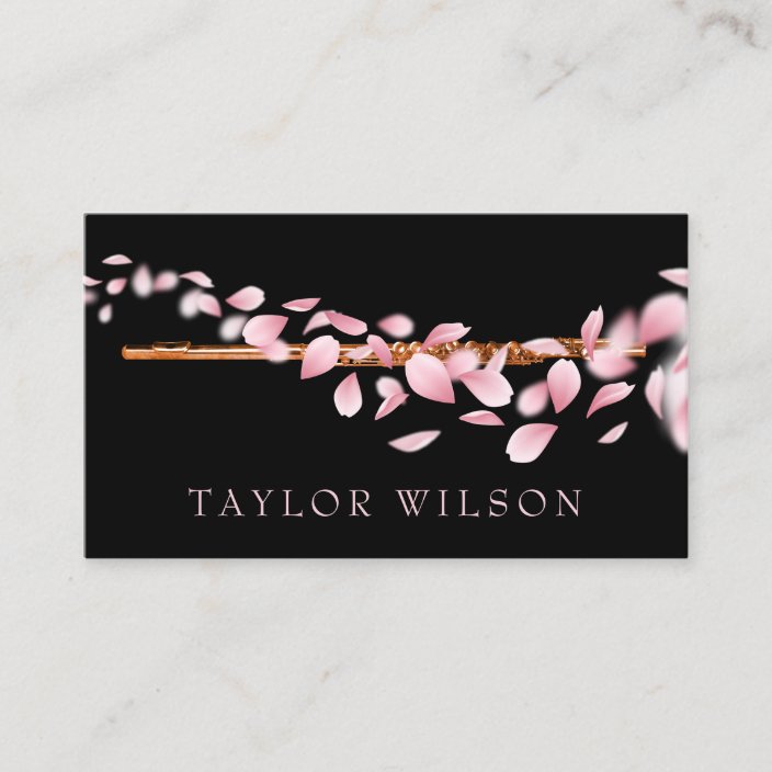 pink petals flute teacher business card | Zazzle