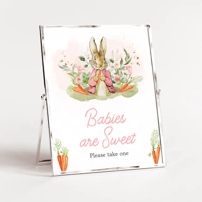 Pink Peter Rabbit Baby Shower Babies are Sweet Poster | Zazzle