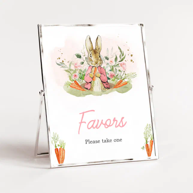 Pink Peter Rabbit Baby Shower Favors Poster | Zazzle