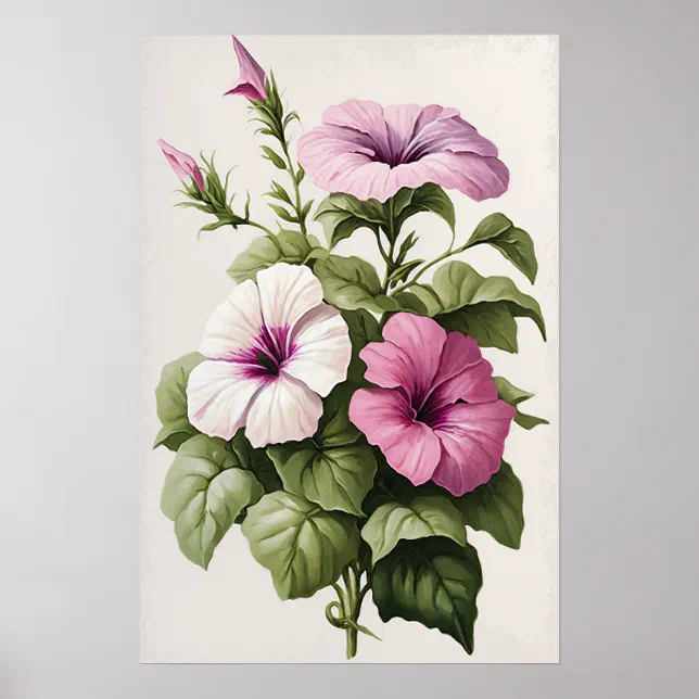 Pink Petunias Flower Art Print Poster | Zazzle
