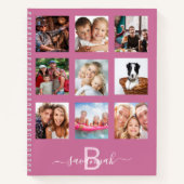Pink photo collage monogram modern diary notebook | Zazzle