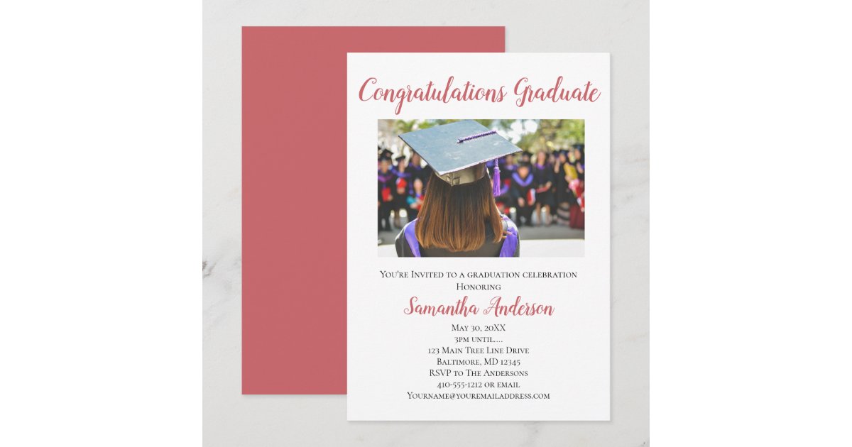 Pink Photo graduation party invitation | Zazzle