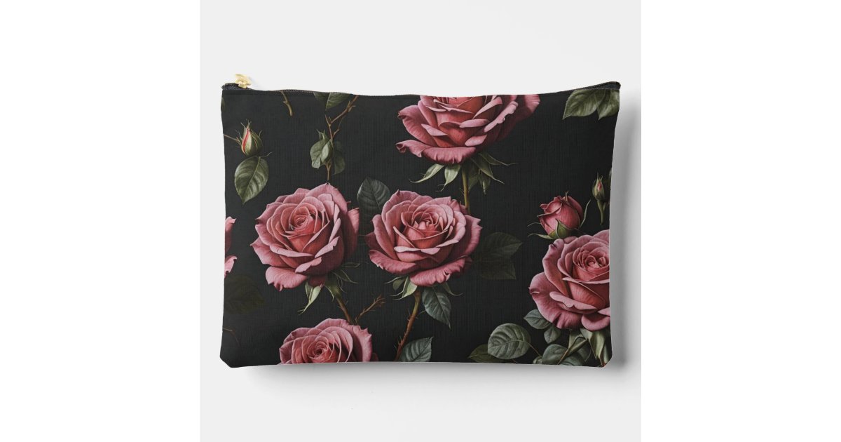 Pink photo realistic rose accessory pouch | Zazzle