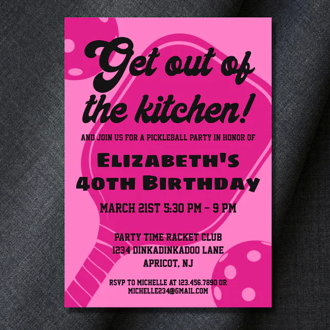 Pink Pickleball Party Sports Paddles Birthday Invitation | Zazzle