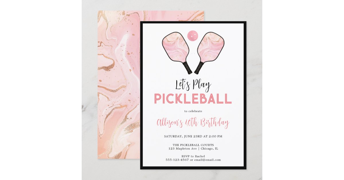 Pink Pickleball Sports Theme girl birthday party Invitation | Zazzle