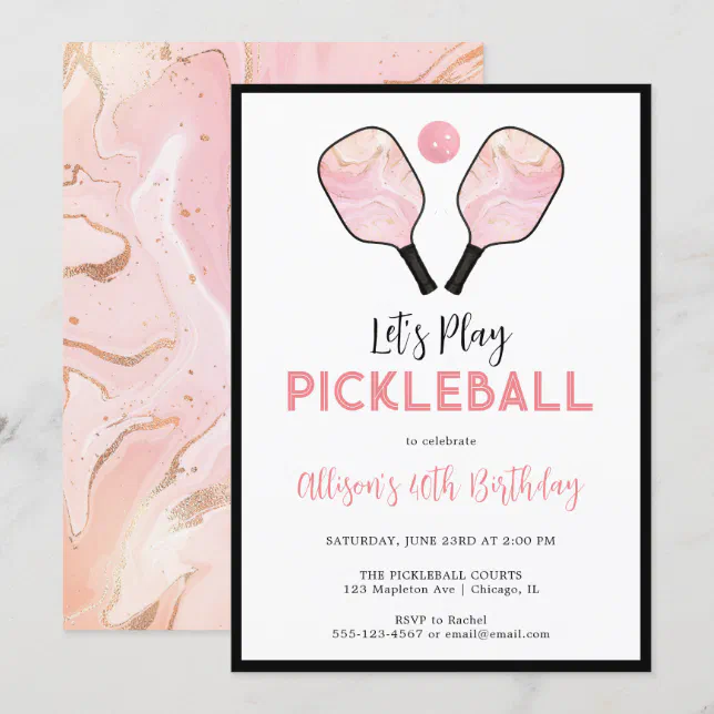 Pink Pickleball Sports Theme girl birthday party Invitation | Zazzle