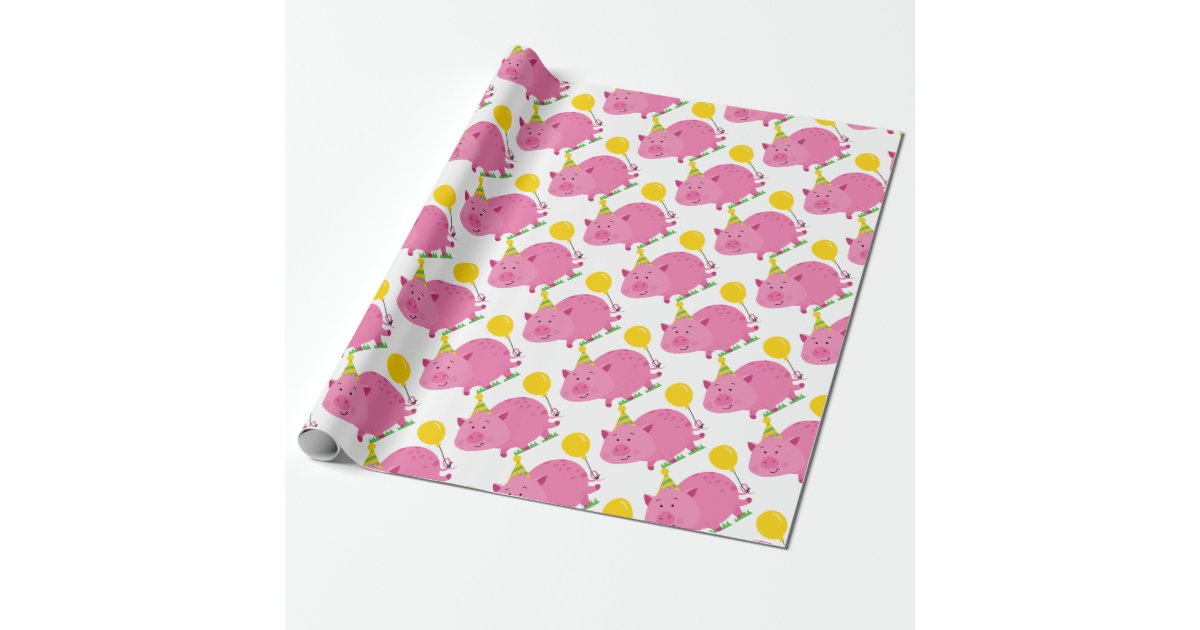 Pink Pig Birthday Wrapping Paper | Zazzle