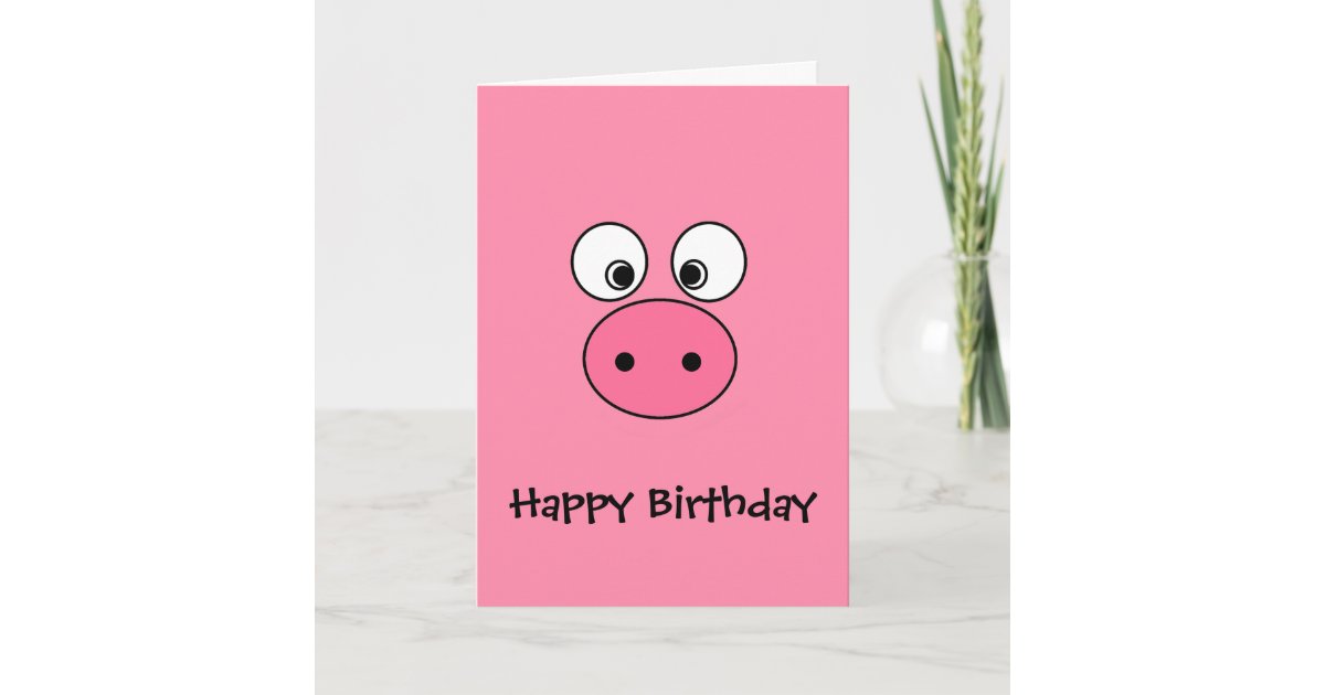 Pink Pig Face Card | Zazzle