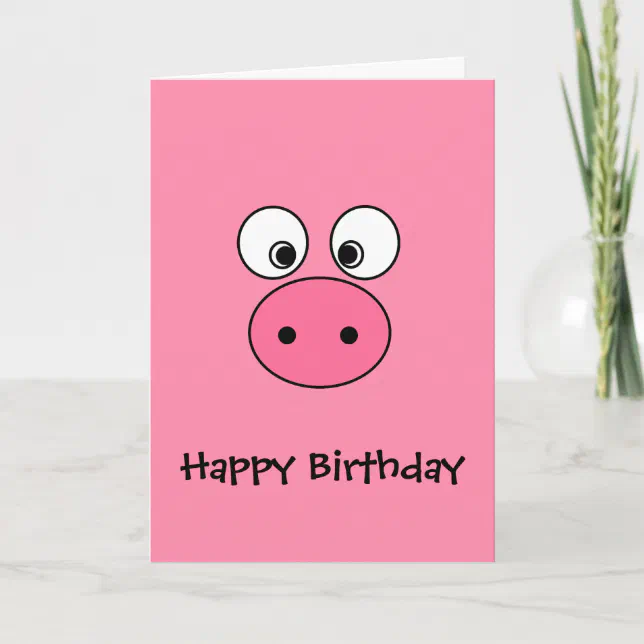 Pink Pig Face Card | Zazzle