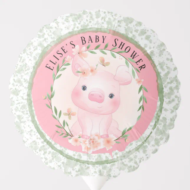 Pink Pig of Cuteness Girl Baby Shower Custom Balloon | Zazzle