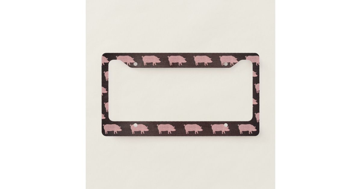 Pink Pig Silhouettes | Cute Country Farmer's License Plate Frame | Zazzle
