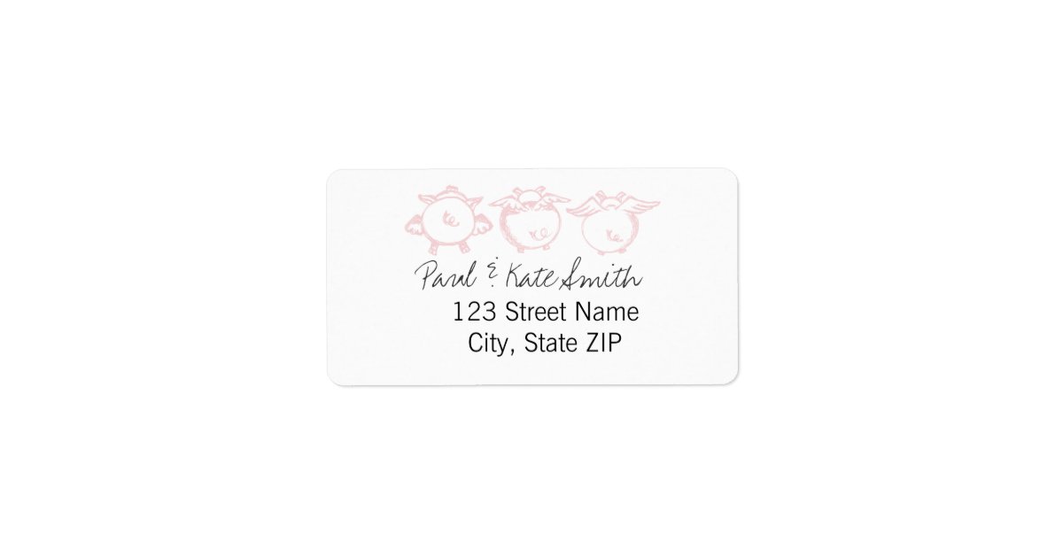 Pink Piggies Flying Label | Zazzle