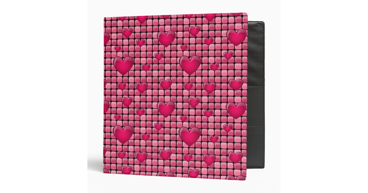 Pink Pile With Hearts 3 Ring Binder | Zazzle