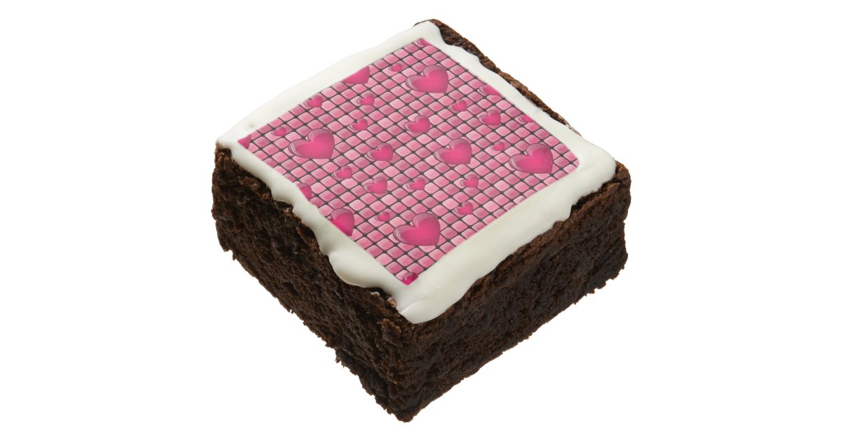 Pink Pile With Hearts Chocolate Brownie | Zazzle