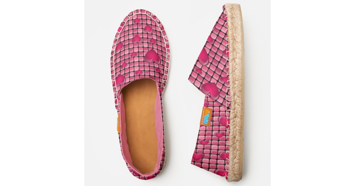 Pink Pile With Hearts Espadrilles | Zazzle