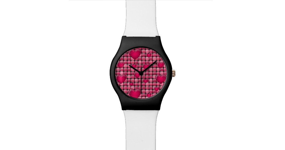 Pink Pile With Hearts Watch | Zazzle