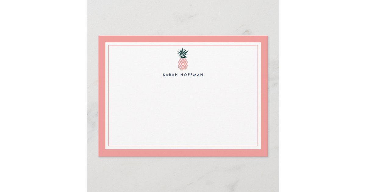 Pink Pineapple | Personalized Stationery Card | Zazzle.com