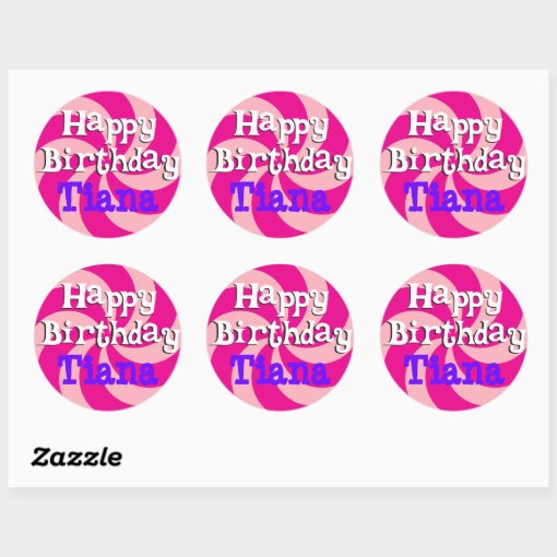 Pink Pinwheel Girly Birthday Badge Classic Round Sticker | Zazzle