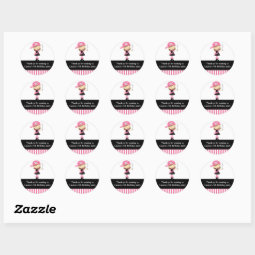 Pink Pirate Girl Birthday Stickers | Zazzle