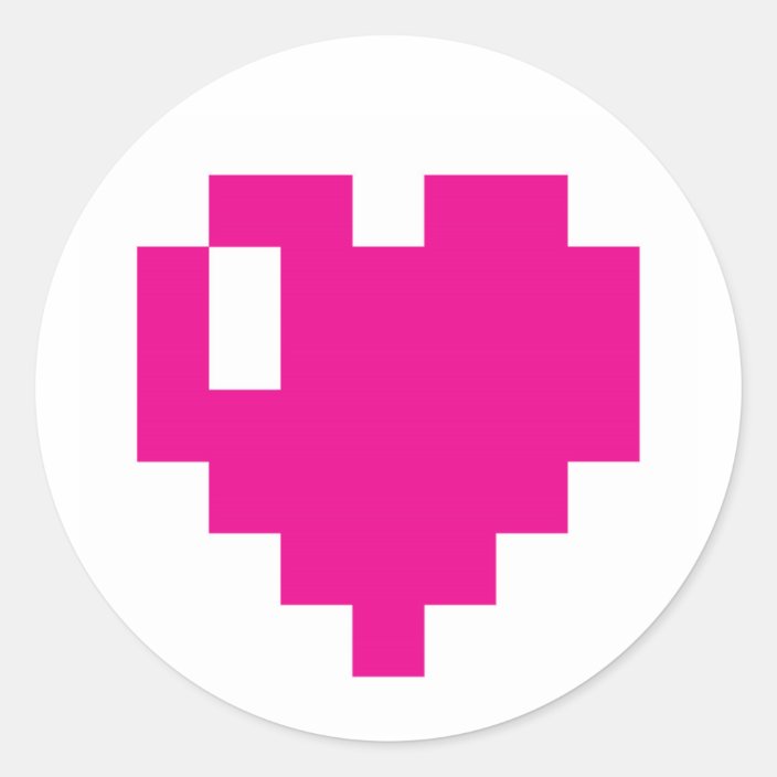 Pink Pixel Heart stickers | Zazzle.com