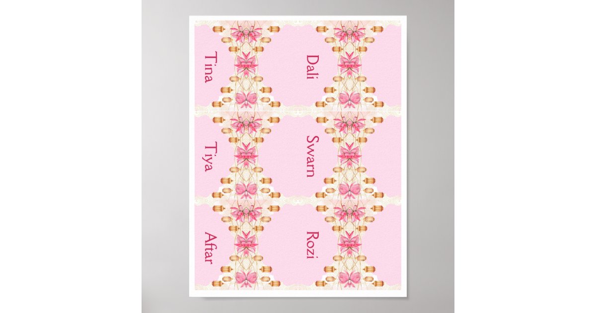 Pink place cards template poster | Zazzle