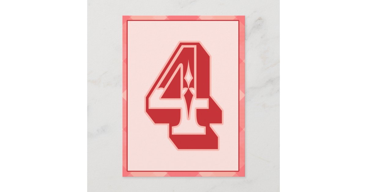 Pink Plaid Number "4" Typography Banner Card | Zazzle