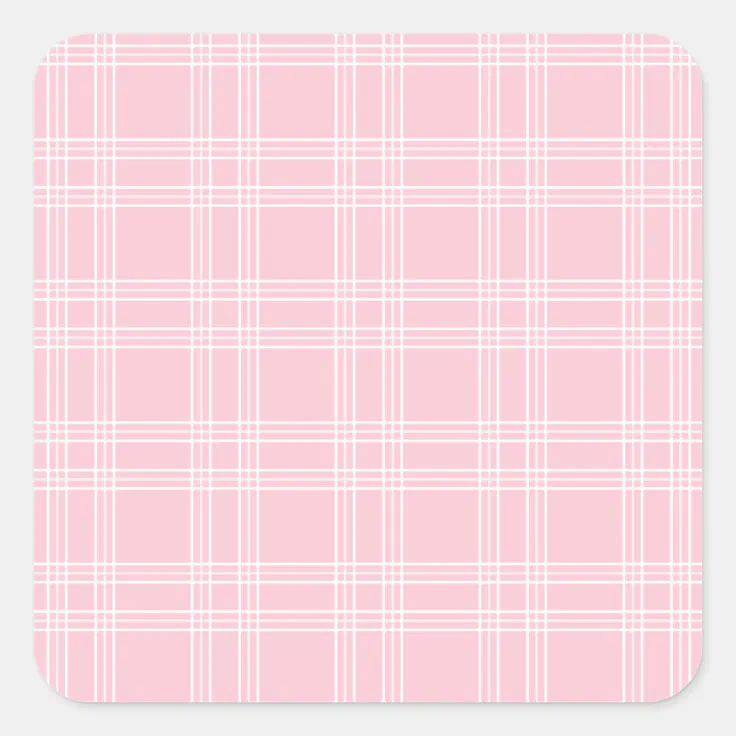 Pink Plaid Tartan Square Sticker | Zazzle