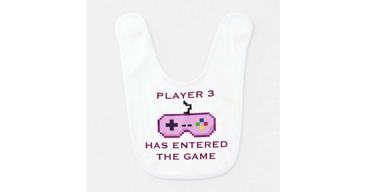 Pink Player 3 Has Entered the Game 8bit Bib | Zazzle