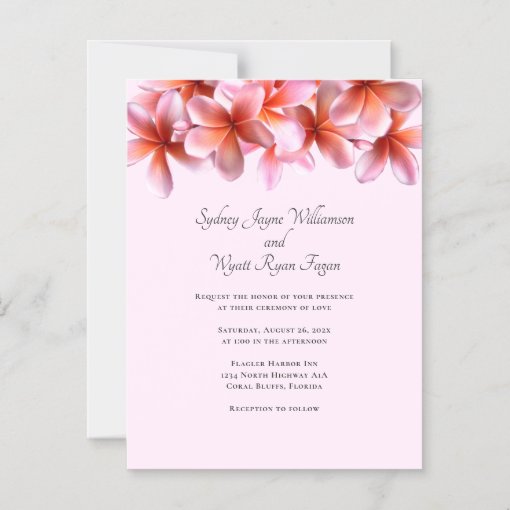 Pink Plumeria Real Flowers Border Magnetic Invitation | Zazzle