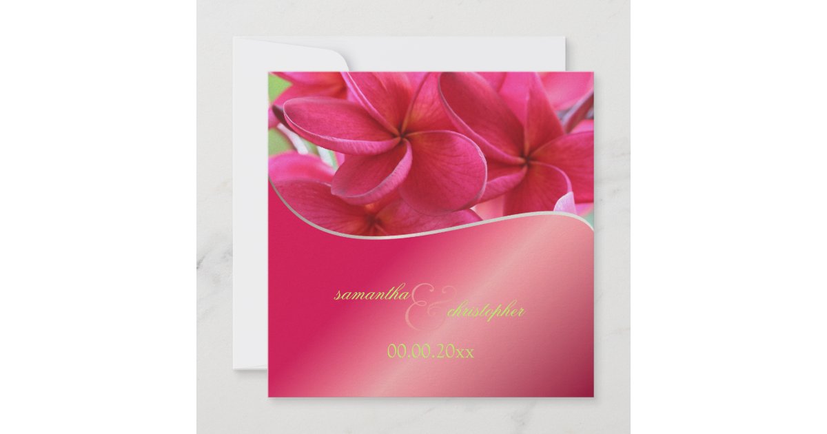 Pink Plumeria wedding Invitations | Zazzle