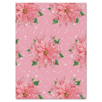 Pink Poinsettia Custom Holiday Christmas Present Tissue Paper | Zazzle