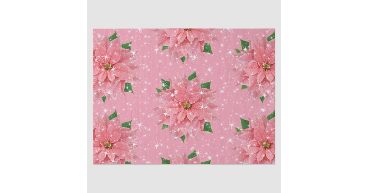 Pink Poinsettia Custom Holiday Christmas Present Tissue Paper | Zazzle