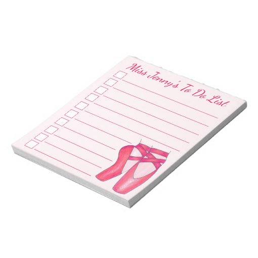 Pink Pointe Shoes Ballet Dance Teacher To Do List Notepad | Zazzle