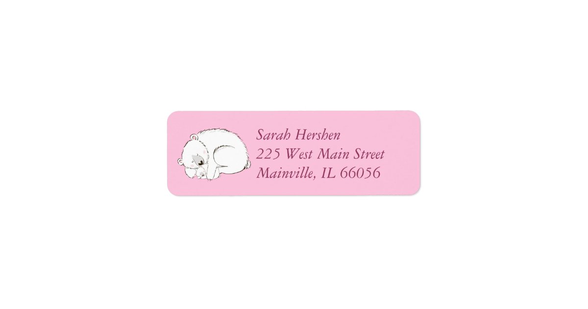 Pink Polar Bear Label | Zazzle