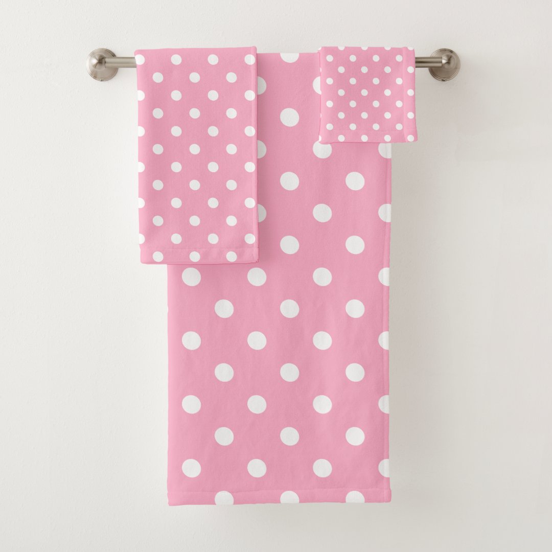 Pink Polka Dot Bath Towel Set | Zazzle
