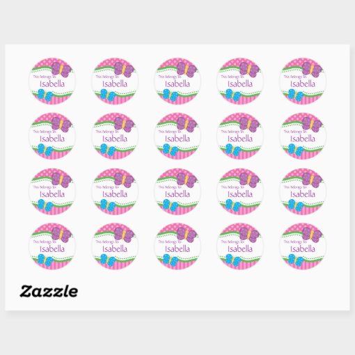 Pink Polka Dot Butterfly Back to School Stickers | Zazzle
