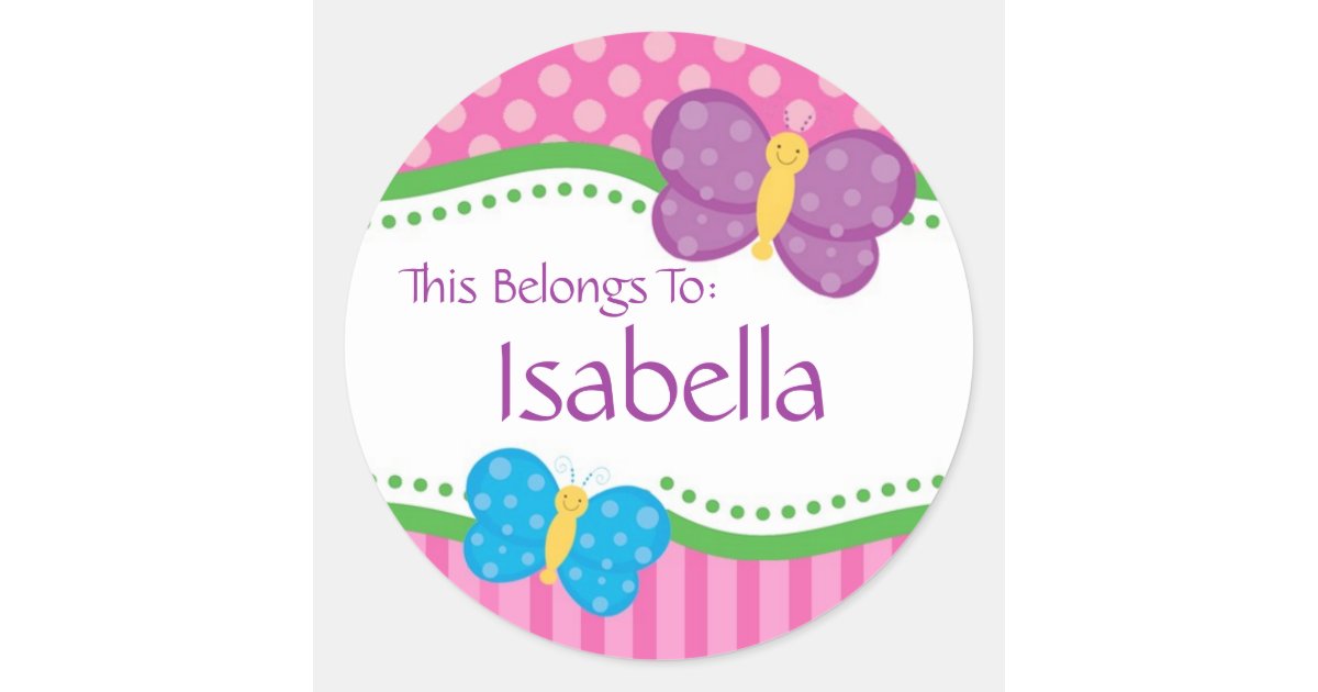 Pink Polka Dot Butterfly Back to School Stickers | Zazzle