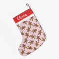 Pink Polka Dot Gingerbread Man Small Christmas Stocking | Zazzle
