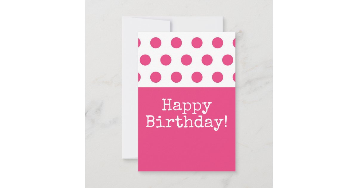 Pink Polka Dot Happy Birthday Thank You Card | Zazzle