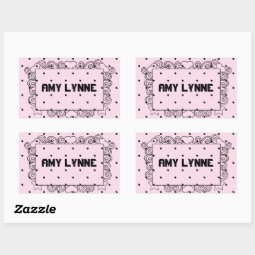 Pink Polka Dot Name Stickers | Zazzle