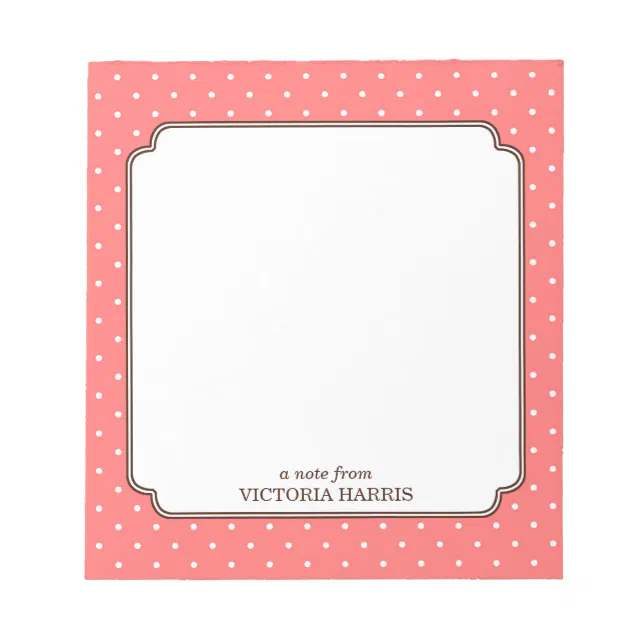 Pink polka dot personalized girly cute notepad | Zazzle