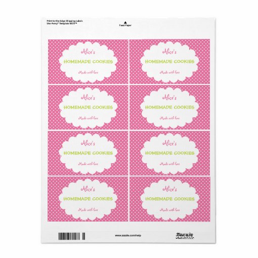 Pink Polka Dot Personalized Homemade Cookies Label | Zazzle