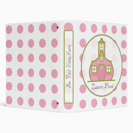 Pink Polka Dot / Pink & Green Schoolhouse Teacher Binder | Zazzle.com