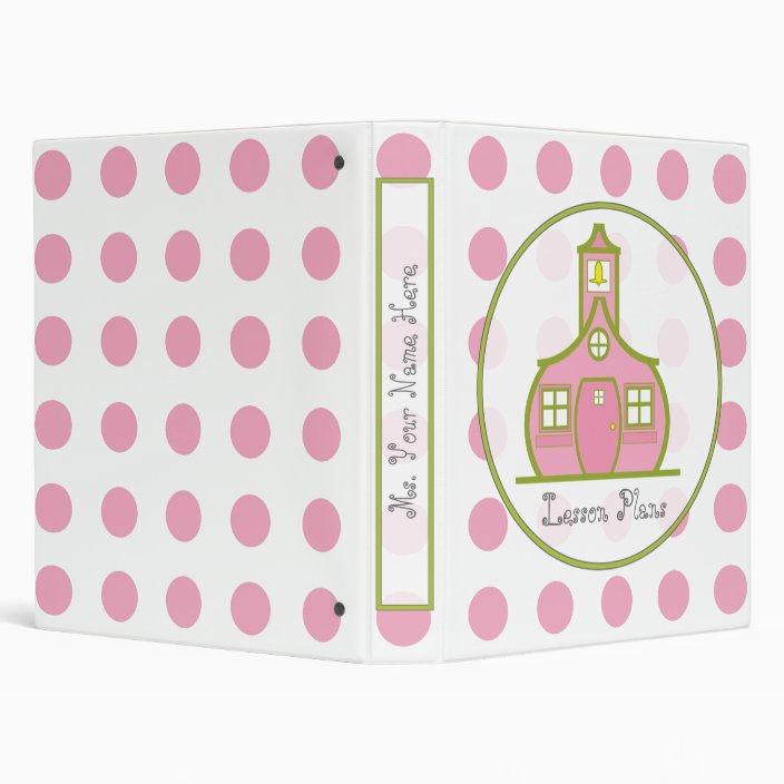 Pink Polka Dot / Pink & Green Schoolhouse Teacher Binder | Zazzle.com