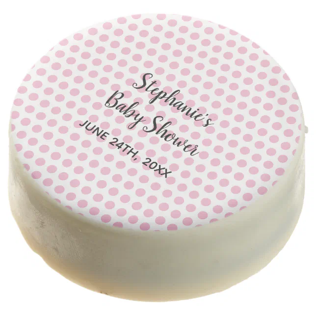 Pink Polka Dots Baby Shower Girls Cute White 2022 Chocolate Covered ...