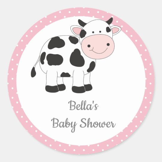 Pink Polka Dots Cow Stickers | Zazzle.com